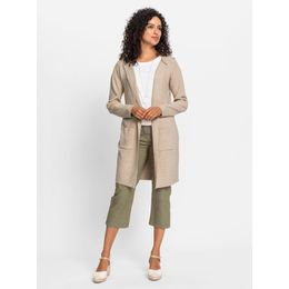 Inspirationen Damen Kapuzenstrickjacke, beige, Gr. 38, meliert, 50% Viskose, 28% Polyester, 22% Polyamid, Strickjacken