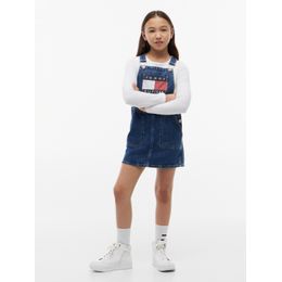 Tommy Hilfiger M&auml;dchen Latzkleid, blau, Gr. 14, unifarben, Denim/Jeans, Obermaterial: 100% Baumwolle, Kleider, Regular Fit, Kinder bis 16 Jahre,