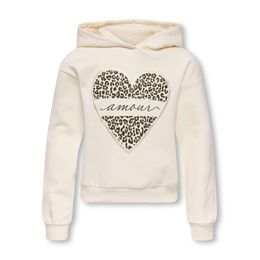 Only Girls Sweatshirt 'KOGCooper' M&auml;dchen Gr&ouml;&szlig;e 158/164 kitt / schwarz / offwhite