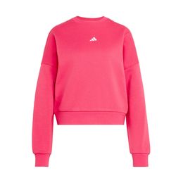 adidas Sportswear Sportsweatshirt 'ESSENTIALS SMALL LOGO FEEL COZY' Damen Gr&ouml;&szlig;e L neonpink / wei&szlig;