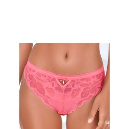 Lascana Damen Tanga, Gr. 40, pink, Spitze, Obermaterial: 88% Polyamid, 12% Elasthan, Unterhosen, mit edlem Accessoire und feinem Bund aus