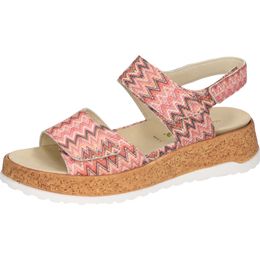 Waldl&auml;ufer WALDL&Auml;UFER Damen Plateausandale "H-LIBBY", Gr. 4,5, rosa, Nappaleder, gemustert, Schuhe, Sommerschuh, Sandalette, Bequemschuh mit Klettverschl&uuml;sse,