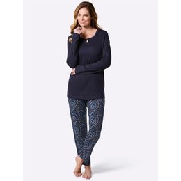 w&auml;schepur W&Auml;SCHEPUR Damen Schlafanzug, Gr. 44, blau, 50% Baumwolle, 50% Modal, Homewear-Sets