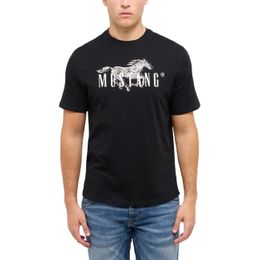Mustang Herren Kurzarmshirt "Herren Style Austin", schwarz, Gr. XL, Jersey, 100% Baumwolle, Shirts