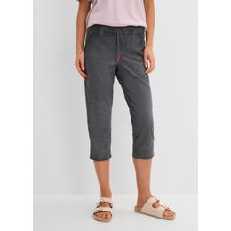 bonprix Damen 3/4-Hose, grau, Gr. 38, Obermaterial: 97% Baumwolle, 3% Elasthan, Hosen, mit modischer Waschung, lockere Passform