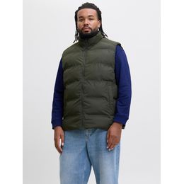 Jack & Jones PlusSize Herren Steppweste "JJESOHO BODYWARMER COLLAR SN PLS", gr&uuml;n, Gr. XXXL, JACK & JONES PLUSSIZE, unifarben, Web, Obermaterial: 100% Polyester, Westen