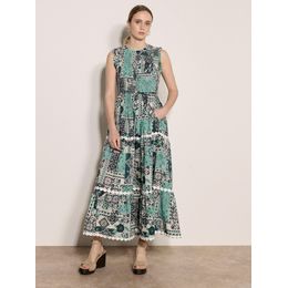 Apricot Damen Midikleid "Druckkleid", gr&uuml;n, Gr. 38, gemustert, gewebt, Obermaterial: 100% Baumwolle CO., Kleider, mit Smokdetails und R&uuml;schen