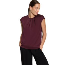Zero Damen Satinbluse "Damen mit Rundhalsausschnitt", rot, Gr. 36, Satin, Obermaterial: 96% Polyester, 4% Elasthan, Blusen