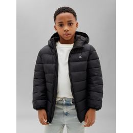 Jungen Steppjacke, schwarz, Gr. 10, Calvin Klein Jeans, unifarben, Web, Obermaterial: 100% Polyester, Jacken, Regular Fit, Logostickerei