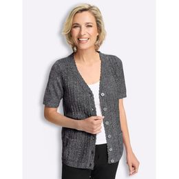 Sieh an! Strickjacke in schwarz-hellgrau-meliert | Gr.: 38
