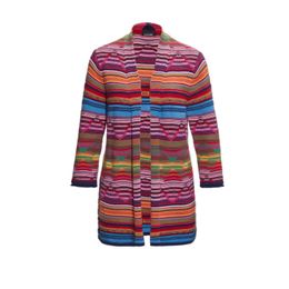 GOLDNER Damen Strickjacke "Kurzgr&ouml;&szlig;e Abstrakt gemusterte Jaquardstrickjacke in offener Schnittform", bunt, Gr. 22, Obermaterial: 100% Baumwolle CO.,
