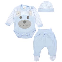 TUPTAM Jungen Body "Set Baby Body Strampelhose M&uuml;tze Bekleidungsset", blau, Gr. 68, Obermaterial: 100% Baumwolle CO., Bodys