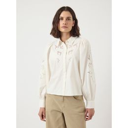 Y.A.S Damen Spitzenbluse "YASZIMIA LS SHIRT S. NOOS", wei&szlig;, Gr. 38, unifarben, Web, Obermaterial: 100% Baumwolle, Blusen