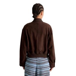 Marc O'Polo Damen Blouson, braun, Gr. S, MARC O'POLO DENIM, Obermaterial: 100% Ziegenveloursleder, Jacken, regular aus weichem Ziegenveloursleder
