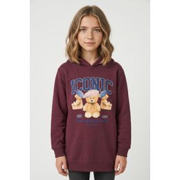 name it Kinder Hoodie "NKFRYCCA LS NREG SWEAT WH BRU BOX", braun, Gr. 122, bedruckt, Sweatware, Obermaterial: 100% Baumwolle, Sweatshirts