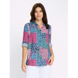 Sieh an! Longbluse in fuchsia-jeansblau-bedruckt | Gr.: 40
