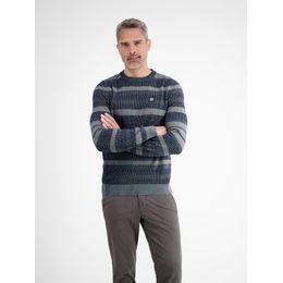 Lerros Herren Strickpullover, grau, Gr. L, gestreift, Strick, Obermaterial: 100% Baumwolle, Pullover, in Streifen-Optik