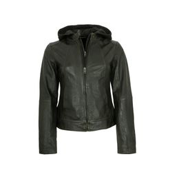 Jilani Lederjacke Lammnappa Kapuze in Oliv | Gr.: 42