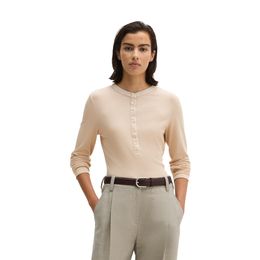 Marc O'Polo MARC O'POLO Damen Langarmshirt "aus Lyocell-Bio-Baumwoll-Stretchjersey", beige, Basic, Gr. XS, unifarben, Obermaterial: 64% Lyocell, 31% Baumwolle,