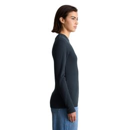 Marc O'Polo Damen Langarmshirt "aus Rippjersey", schwarz, Gr. M, MARC O'POLO DENIM, unifarben, Obermaterial: 96% Baumwolle, 4% Elasthan, Shirts