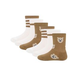 Ewers Socken 6er Pack Rippe/B&auml;rchen M&auml;dchen Gr&ouml;&szlig;e 27/30 braun / wei&szlig;