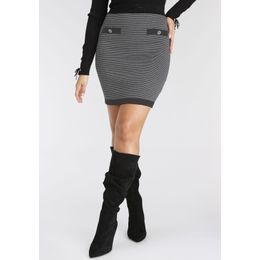 Melrose Damen Strickrock, schwarz, Gr. 38, Jacquardmuster, Feinstrick, Obermaterial: 70% Viskose, 30% Polyamid, R&ouml;cke, in Jaquardmuster