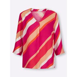 Heine Bluse Damen Gr&ouml;&szlig;e XL/XXL apricot / dunkelpink / wei&szlig;