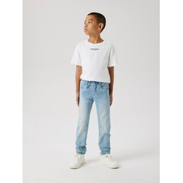name it Jungen Slim-fit-Jeans "NKMRYAN SLIM SWE JEANS 5225-TH NOOS", blau, Gr. 134, leichte Abriebeffekte, Denim/Jeans, Obermaterial: 70% Baumwolle,
