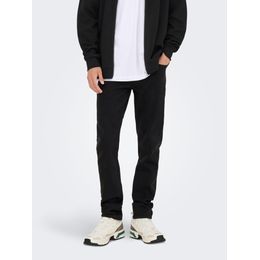 Only & Sons ONLY & SONS Herren Slim-fit-Jeans "ONSLOOM SLIM 5748 EY BOX JEANS MU", schwarz, Gr. 32, Abriebeffekte, Denim/Jeans, Obermaterial: 65% Baumwolle, 18%