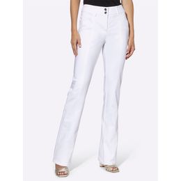 Heine Damen Bootcuthose, wei&szlig;, Gr. 46, unifarben, 48% Baumwolle, 45% Polyester, 7% Elasthan, Miedereinsatz:15% Elasthan, 85% Polyamid, Hosen