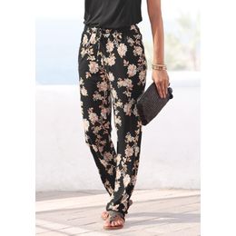 Lascana Damen Strandhose "aus luftig leichter Viskose", bunt, Gr. 34, bedruckt, Jersey, Obermaterial: 100% Viskose, Hosen, mit floralem Alloverdruck,
