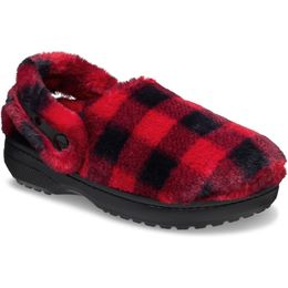 Crocs Damen Hausschuh "Classic Buff Check Cozzy Slipper", Gr. 37, rot, Croslite , Textil, kariert, Schuhe, Pantoffel, Mule mit kariertem Muster