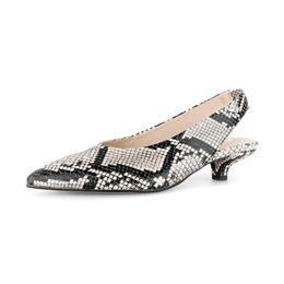 Gabor Damen Slingpumps, Gr. 36, schwarz-wei&szlig;, Kalbsleder, Reptilienpr&auml;gung, Schuhe, Trichterabsatz, Businesschuh, Festtagsschuh in Snake-Optik