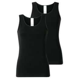 Schiesser Damen Unterhemd "Modern Multipacks", Gr. 42, schwarz, Single Jersey, Obermaterial: 95% Baumwolle, 5% Elasthan, Unterhemden, mit schmalem