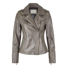 7eleven Damen Bikerjacke "SEICONIC", grau, Gr. 42, uni, Obermaterial: 100% Lammleder LEL. Futter: 100% Polyester PES. 100% Polyester PES., Jacken,