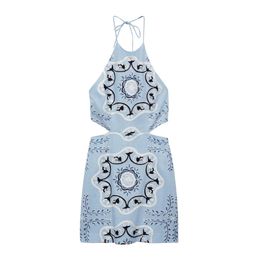 MANGO Kleid 'Frame' Damen Gr&ouml;&szlig;e 36 saphir / hellblau / schwarz / wei&szlig; Sommerkleid