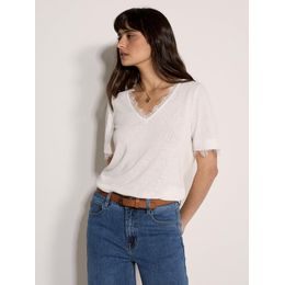Apricot Damen Shirttop "Jersey T-Shirt", beige, Gr. 38, uni, Strick, Obermaterial: 58% Viskose CV. 42% Polyester PES., Tops, mit Spitze
