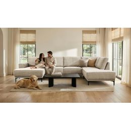Wohnlandschaft OTTO HOME, B:345cm H:85cm T:210cm, grau, 100% Polyester, Sofas, "OLAND Chenille U-Form, XXL, B: 345 cm, Skandi-Design", U-Form, 345