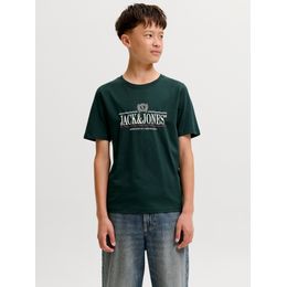 Jack & Jones Kinder Rundhalsshirt "JORFREDERIKSBERG GRAPHIC BOX TEE SS JNR"pine grove detail:jj, Gr. 140, JACK & JONES JUNIOR, bedruckt, Single Jersey,