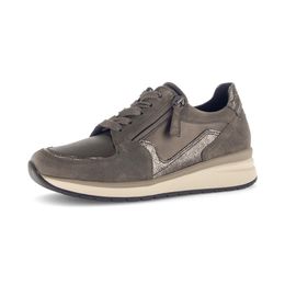 Gabor Damen Keilsneaker "CAPRI", Gr. 35, beige, Lederimitat, Veloursleder, metallic, Schuhe, Freizeitschuh, Halbschuh, Schn&uuml;rschuh in Extraweite K