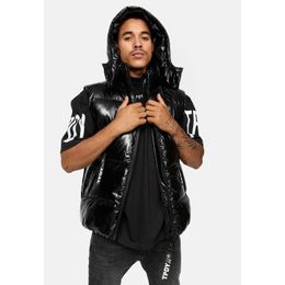 Trueprodigy Herren Steppweste "Darko Reflektierender Innenkragen Kapuze extra gro&szlig;e Seitentaschen", schwarz, Gr. XXL, Obermaterial: 100% Polyester