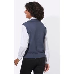 Casual Looks Damen Pullunder "2-in-1-Pullunder"rauchblau, ecru, Gr. 54, gemustert, mehrfarbig, 50% Baumwolle, 50% Polyacryl, Pullover
