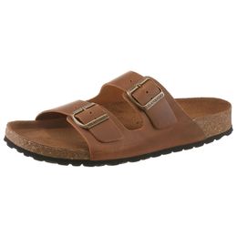 Salamander Herren Pantolette, Gr. 45, braun, Leder, Schuhe, Sommerschuh, Hausschuh mit Schnallenverschl&uuml;sse und Fu&szlig;bett