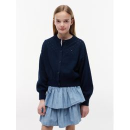 Tommy Hilfiger M&auml;dchen Strickpullover, blau, Gr. 6, unifarben, Strick, Obermaterial: 100% Baumwolle, Pullover, Kinder bis 16 Jahre
