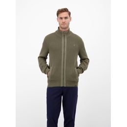 Lerros Herren Strickjackenordic olive, Gr. L, unifarben, Strick, Obermaterial: 100% Baumwolle, Strickjacken, mit Stehkragen und sportiver Struktur