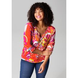 ANISTON PLUS Damen Langarmshirt, bunt, Gr. 54, bedruckt, gebl&uuml;mt, gemustert, Single Jersey, Obermaterial: 95% Viskose, 5% Elasthan, Shirts, mit