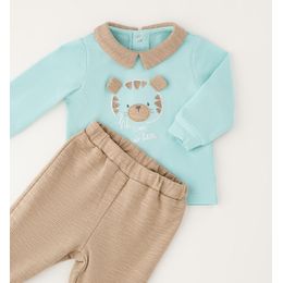 IDO Kinder Strampler "BABY BOY TWO PIECES SET", Gr. 58, beige, 95% Baumwolle, 5% Elasthan - 100% Baumwolle, Overalls