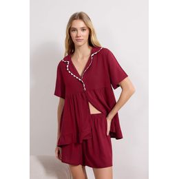 Trendyol Shorty Damen Gr&ouml;&szlig;e XS bordeaux / wei&szlig; Sommerkleid