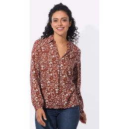 Inspirationen Damen Schlupfbluserotbraun, schwarz, bedruckt, Gr. 48, bedruckt, gebl&uuml;mt, gemustert, mehrfarbig, 100% Viskose, Blusen