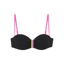 Buffalo Damen B&uuml;gel-Bandeau-Bikini-Top "Pop", schwarz, Gr. 40, kontrastfarbene Details, unifarben, Obermaterial: 83% Polyamid, 17% Elasthan. Futter: